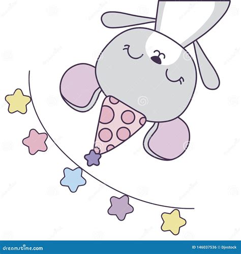 Cute Mouse With Hat Party And Garland Stock Illustration Illustration