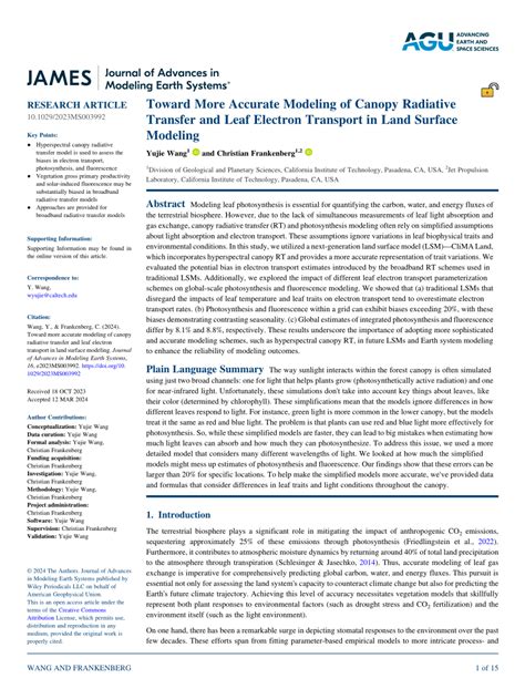 Pdf Toward More Accurate Modeling Of Canopy Radiative Transfer And
