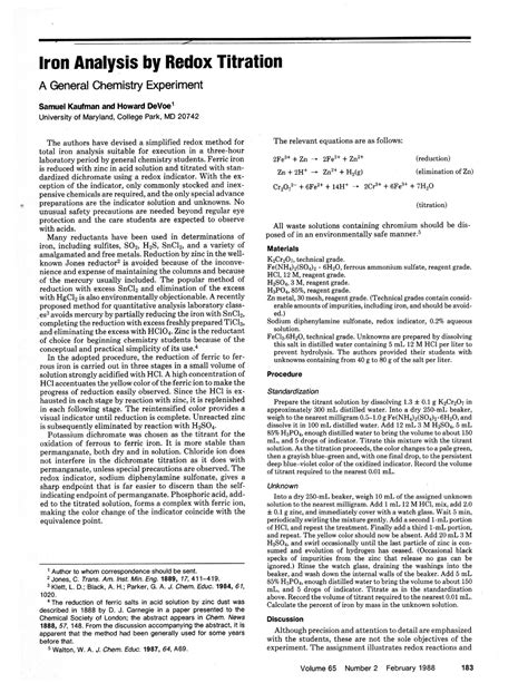 Redox LAB Redox LAB Report Presentación para final que ayuda Iron Analysis by Redox