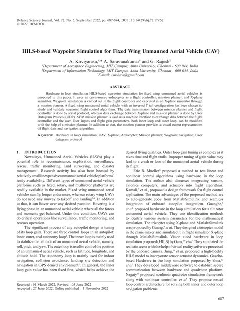 Pdf Hils Based Waypoint Simulation For Fixed Wing Unmanned Aerial Vehicle Uav