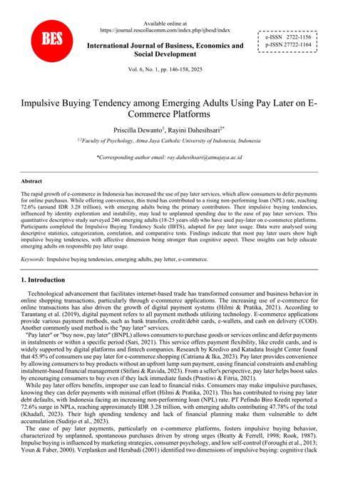 Pdf Impulsive Buying Tendency Among Emerging Adults Using Pay Later On E Commerce Platforms