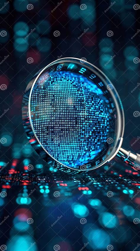 Tech Authentication Magnifying Glass Inspects Biometrics With Binary