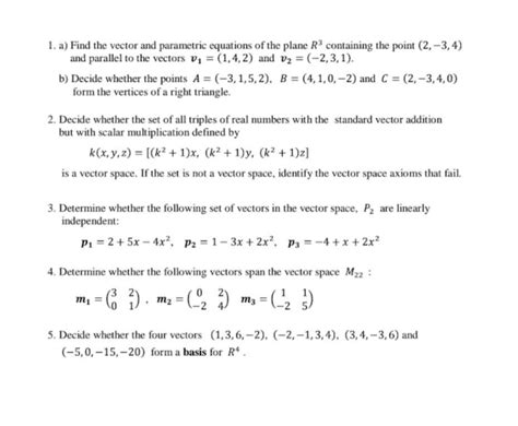 solved 1 a find the vector and parametric equations of the