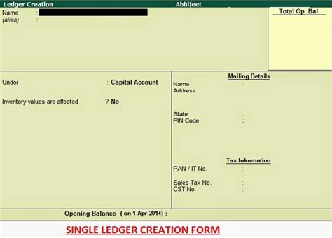 Ledger Creation In Tally ~ Tally Education