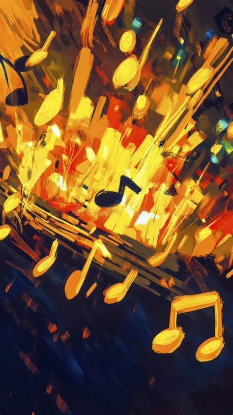 Vibrant Musical Explosion With Floating Notes Art Stock Illustration Illustration Of