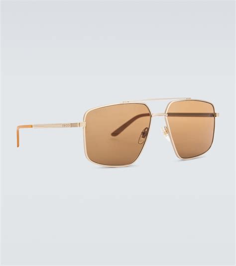 Metal Aviator Sunglasses In Gold Gucci Mytheresa