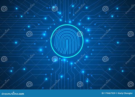 Cyber Security And Safety From Cyberattack Lines Digital Abstract Fingerprint Background