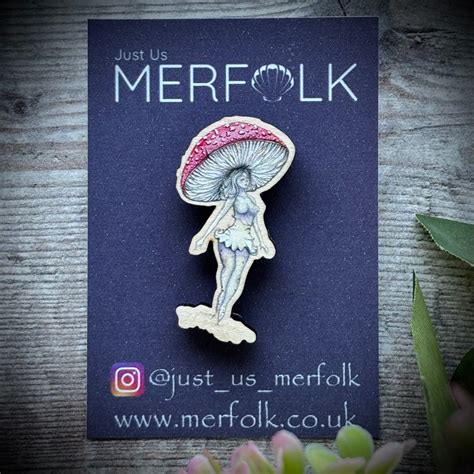 Mushroom Sprite Pin Badge Wolf Moon Art