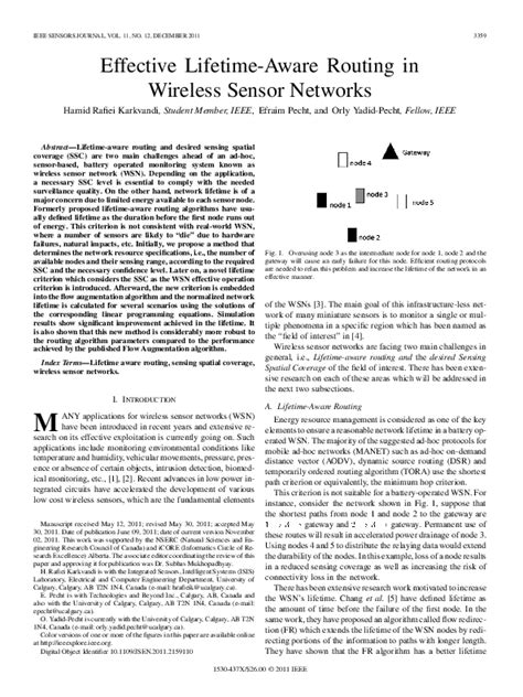 pdf effective lifetime aware routing in wireless sensor networks