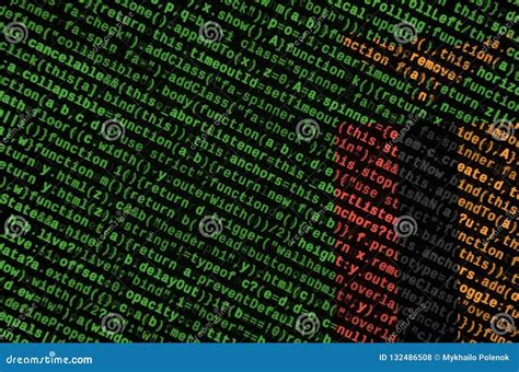 Zambia Flag Is Depicted On The Screen With The Program Code The