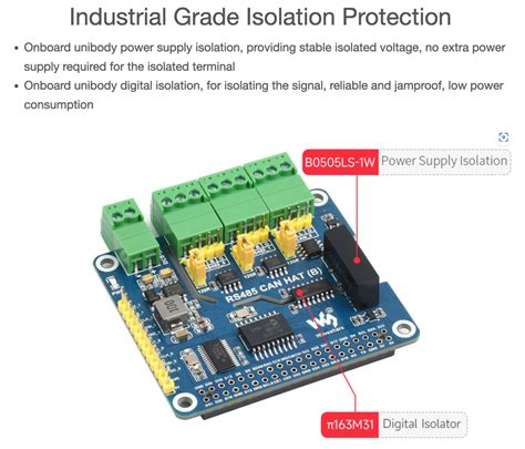 Mạch Waveshare Isolated Rs485 Can Hat B For Raspberry Pi 2 Ch Rs485 And 1 Ch Can Multi