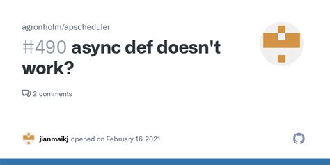 async def doesn t work · issue 490 · agronholm apscheduler · github