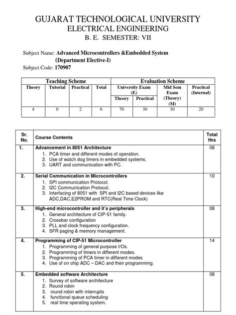 Advanced Microcontrollers Andembedded System Department Elective I