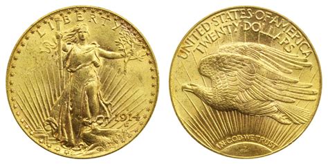 1914 S Saint Gaudens Gold 20 Double Eagle With Motto In God We Trust