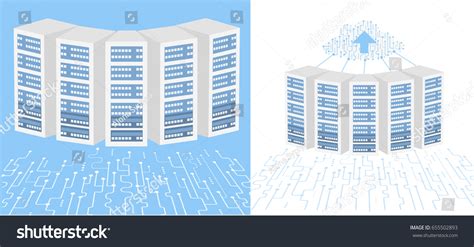 Data Center Cloud Connection Isometric Vector Stock Vector Royalty Free 655502893 Shutterstock