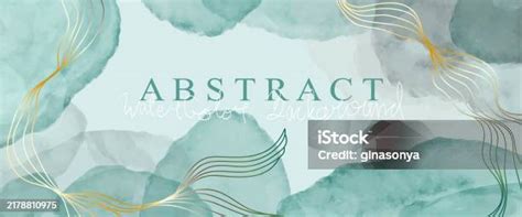 추상 수채화 배경 벽 풍경 풍경 황금 라인 아트와 벽지 디자인 벡터 일러스트 레이 션에 대 한 Prints Cover Background Wall Art And