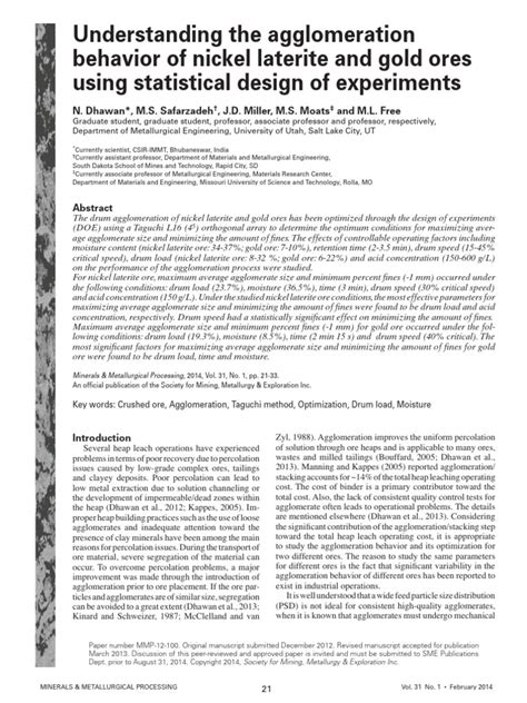 Understanding The Agglomeration Pdf Mining Minerals