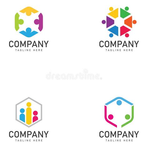 Community Logo Design Colorful With Hexagon Logo Vector Icon Stock