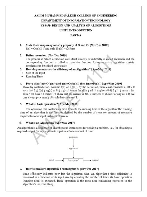 cs8451 design and analysis of algorithms question bank watermark pdf