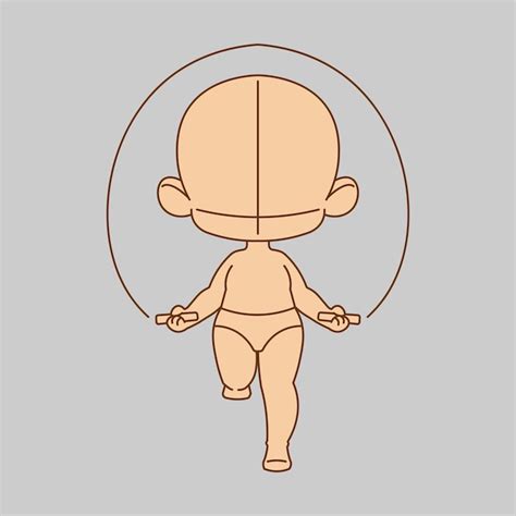 Premium Vector A Female Chibi Pose Reference Engaged In Jump Roping Chibi Pose Reference