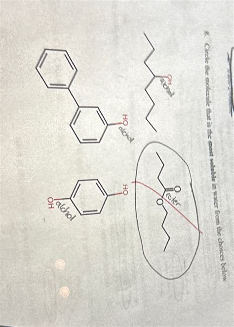 Solved Circle The Molocule Thet Is The Most Soluble In Water