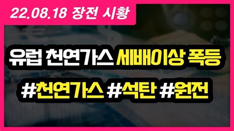 장전시황 】 유럽 천연가스 세배이상 폭등 천연가스 석탄 원전 Youtube