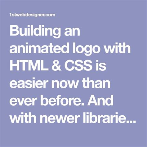 Building An Animated Logo With Html And Css Is Easier Now Than Ever