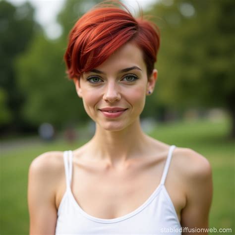 Pixie Hairstyled Woman In Park Stable Diffusion Online