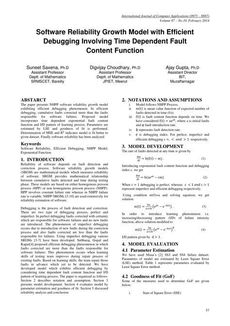 Pdf Software Reliability Growth Model With Efficient Debugging Involving Time Dependent Fault