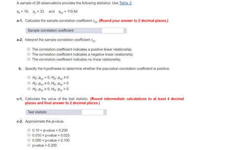 Solved A Sample Of 26 Observations Provides The Following