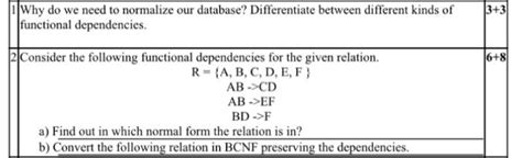 Solved Why Do We Need To Normalize Our Database