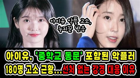 아이유 중학교 동문 포함된 악플러 180명 고소 근황 선처 없는 강경 대응 이유 Youtube