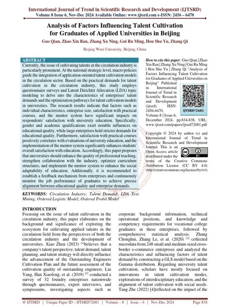 Analysis Of Factors Influencing Talent Cultivation For Graduates Of Applied Universities In