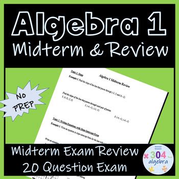 Algebra 1 Midterm Exam And Review By 304 Algebra TPT
