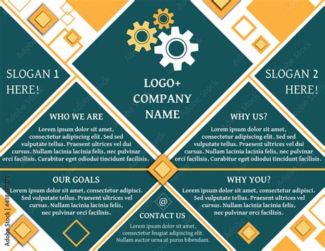 Symmetric Rectangle Shaped Brochure Vector Illustration Futuristic