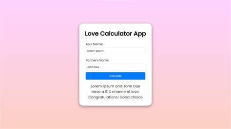 Love Calculator App Using HTML CSS And JavaScript With Source Code SourceCodester