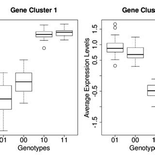 Box Plots Of Average Gene Expression Values Under Different Genotype Download Scientific