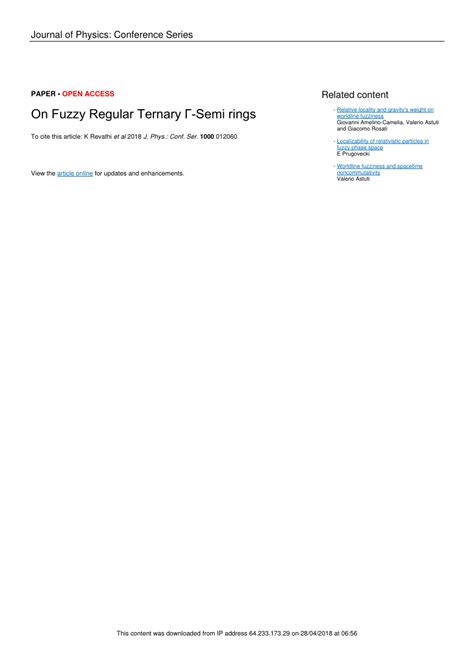 Pdf On Fuzzy Regular Ternary Γ Semi Rings