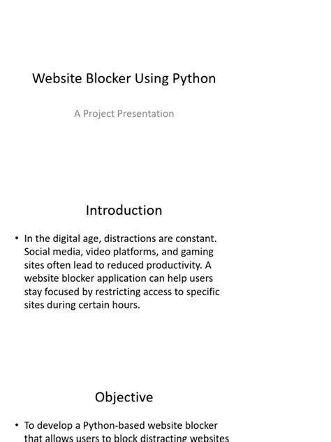 Website Blocker Project Presentation Pdf Graphical User Interfaces Python Programming