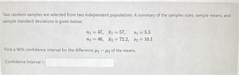 Solved Two Random Samples Are Selected From Two Independent