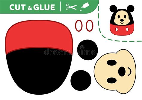 Black Mouse Squishmallow Cut And Glue Applique Paper Game Mouse Kawaii Vector Stock Vector