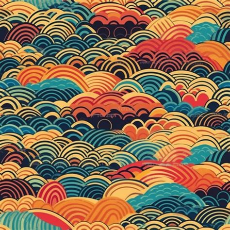 Premium Ai Image A Colorful Pattern Of Waves And Clouds In A Dark Background Generative Ai