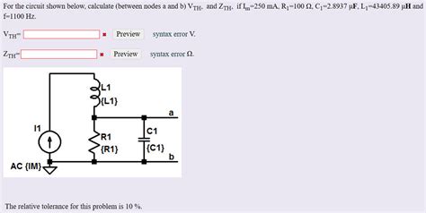 Solved For The Circuit Shown Below Calculate Between Nodes Chegg
