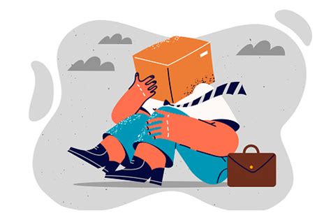 방향 감각 상실의 개념과 회사 전략 부족에 대한 골판지 상자를 머리에 쓴 타락한 남자 숨음에 대한 스톡 벡터 아트 및 기타 이미지 숨음 비즈니스 소기업 Istock