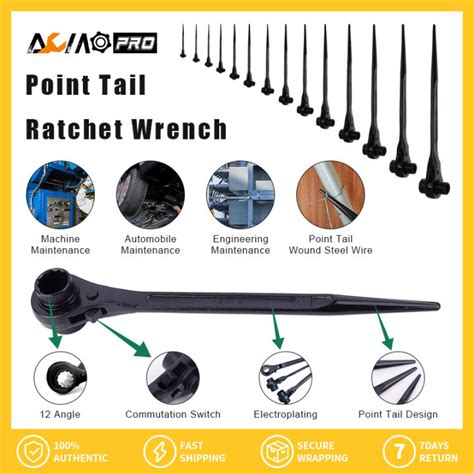 Aumopro Scaffolding Double Ratchet Wrench Construction Site Ratchet Socket Wrench Point Tail