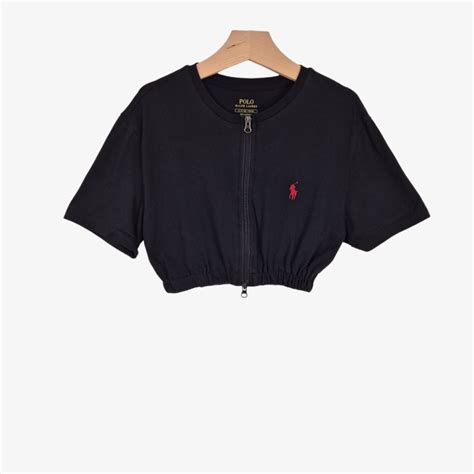 55 66 폴로 랄프로렌 블랙 리폼 집업 크롭 반 헬로마켓