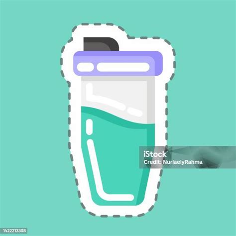 스티커 라인 컷 단백질 쉐이크 전투 스포츠 기호와 관련된 편집 가능한 간단한 디자인 간단한 그림권투 가루로 빻은에 대한 스톡