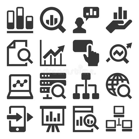 Big Data Analytics Icons Set On White Background Stock Vector Illustration Of Graphic