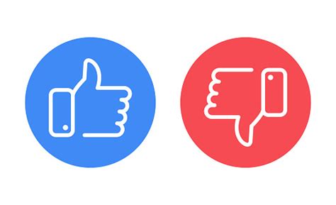 좋아요 및 싫어하는 아이콘 설정 엄지 손가락을 위로 하고 엄지손가락을 아래로 치우고 있습니다 벡터 그림입니다 개념에 대한 스톡