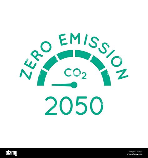 Zero Emission By 2050 Gauge Arrow Set To Zero Carbon Neutral Net
